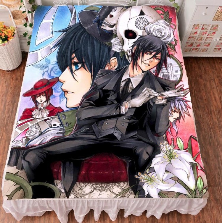Hot Anime Black Butler Sebastian Otaku Bed Sheet Blanket Birthday Gift ...